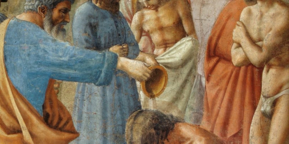 The Baptism of the Neophytes Masaccio 1427 public domain - Crossroads ...