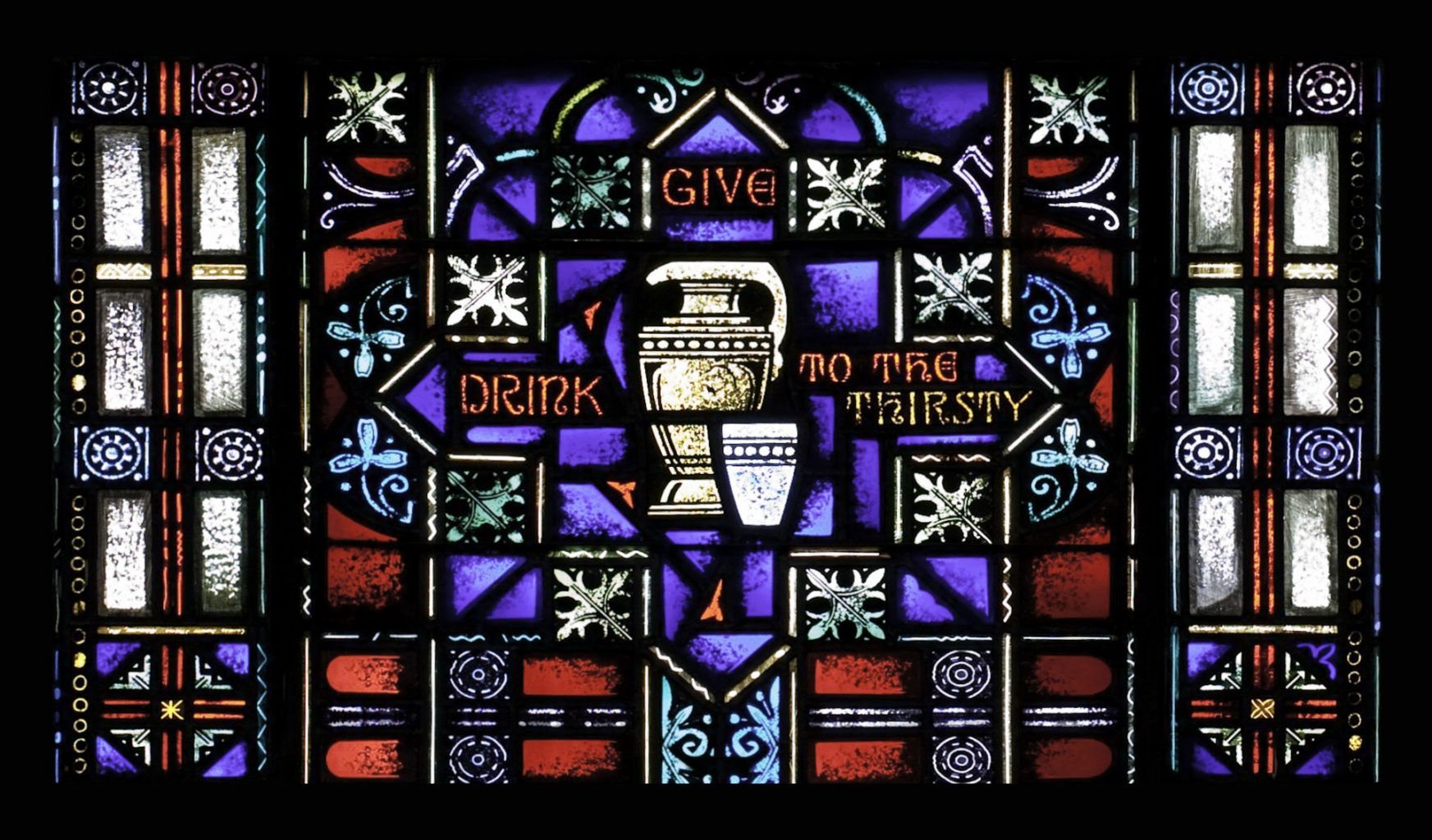 Works of Mercy stained glass drink to the thirsty - Crossroads Initiative