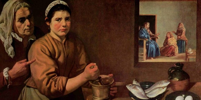 Kitchen Scene with Christ in the House of Martha and Mary Diego ...